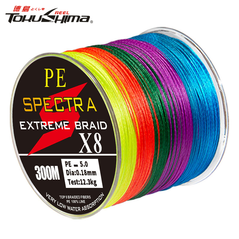 100M/300M PE Braided Fishing Line Spectra Multicolor Casting 4/8 Strands PE Line Super Strong ...