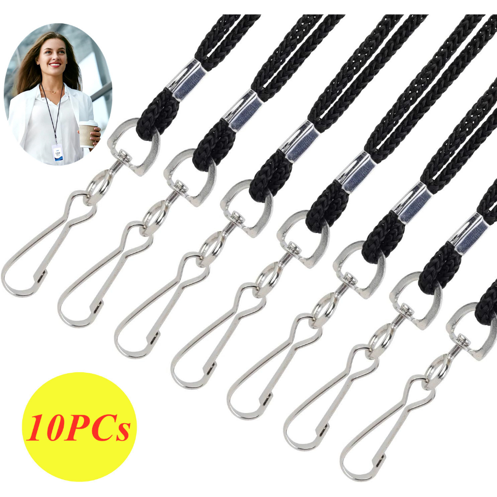 10 Pcs Black Lanyards Premium Bulk Lanyards Round 36" with Swivel J ...