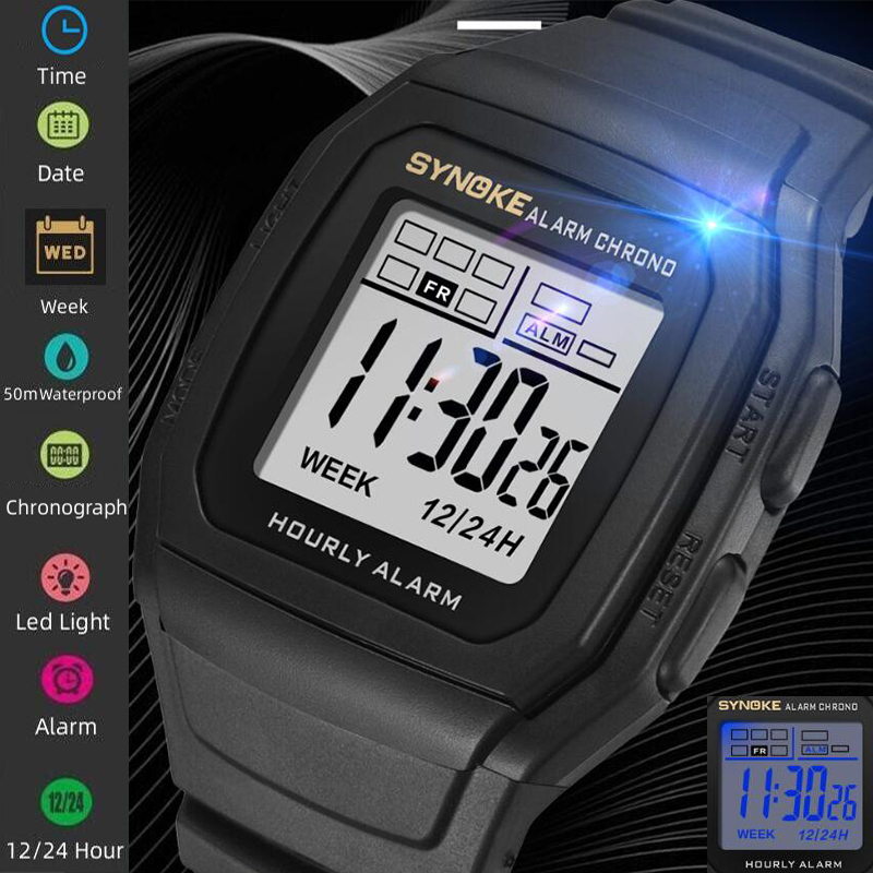 Synoke Digital Sport's Watch for Man Soft PU Strap 5 ATM Swimming ...