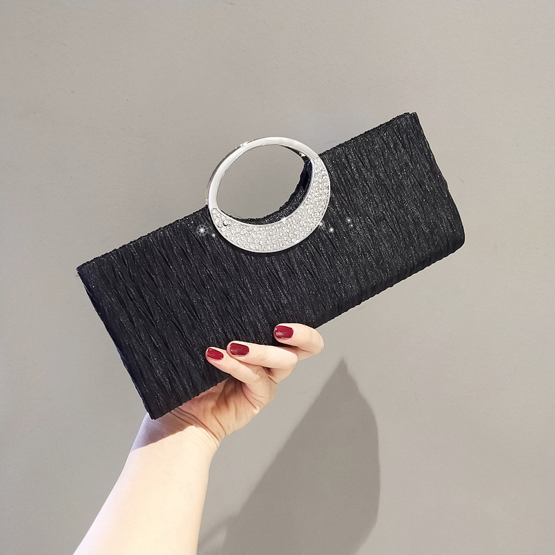 Dinner handbag with diamond pleated women's bag, fashionable princess ...