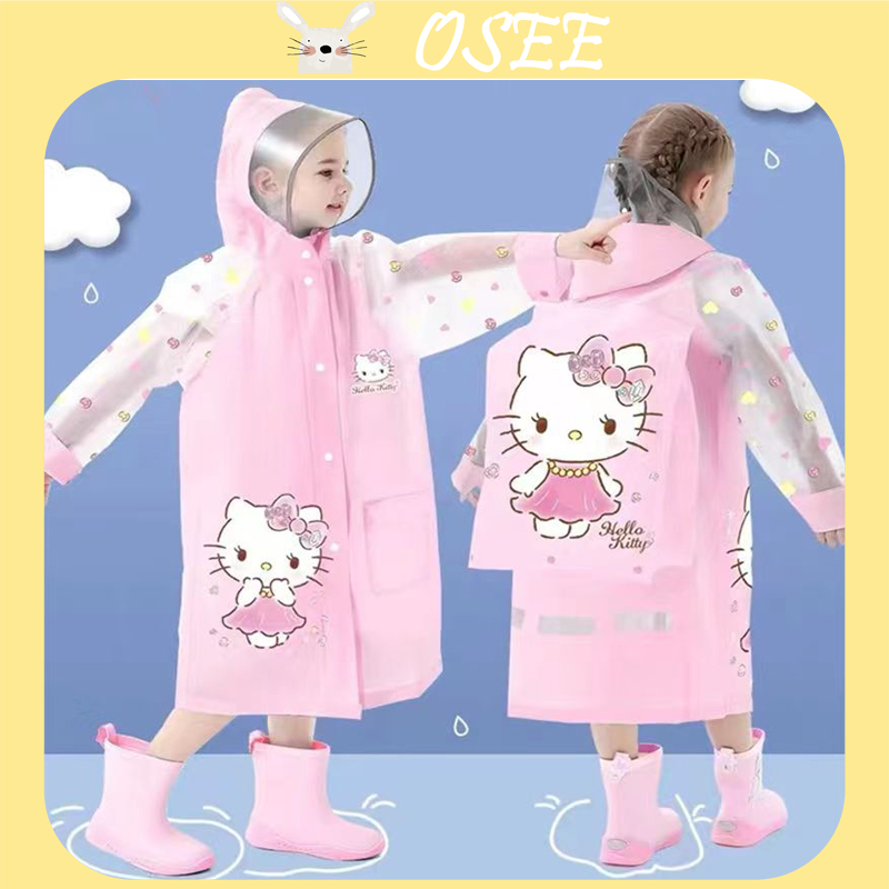 [Osee] Hello Kitty raincoat Children's Schoolbag Raincoat Girl Cartoon ...