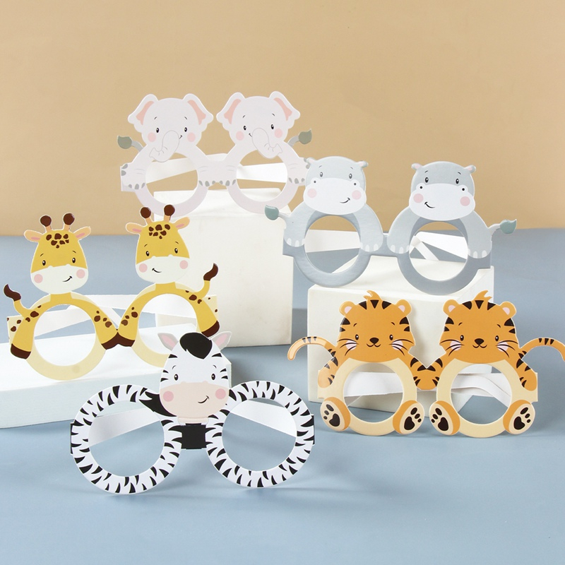 6pcs/set Safari Animal Glasses for Kids Birthday Decoration Tiger Zebra ...