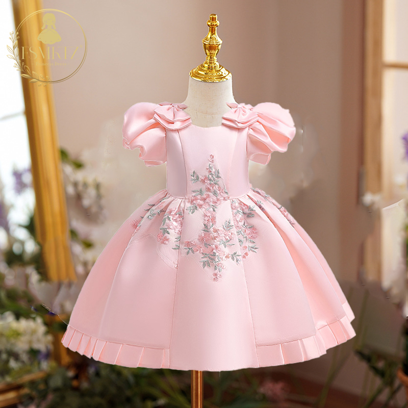 Pink Girls Princess Dresses For Birthday Wedding Party Gown Flower ...
