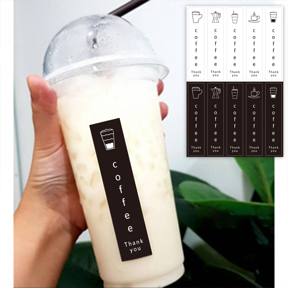 100 Pcs/Pack 2*9cm Coffee Cup Stickers Ins Style Coffee Elements ...