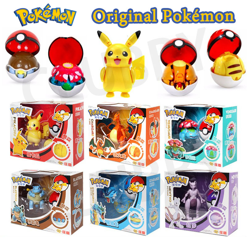 18 Pokemon Action Figures pokeball pikachu charizard transformation toy ...