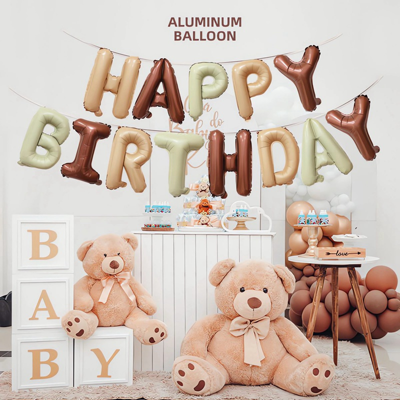 13pcs Cream Color Letter Balloons Happy Birthday Balloon Set Caramel ...