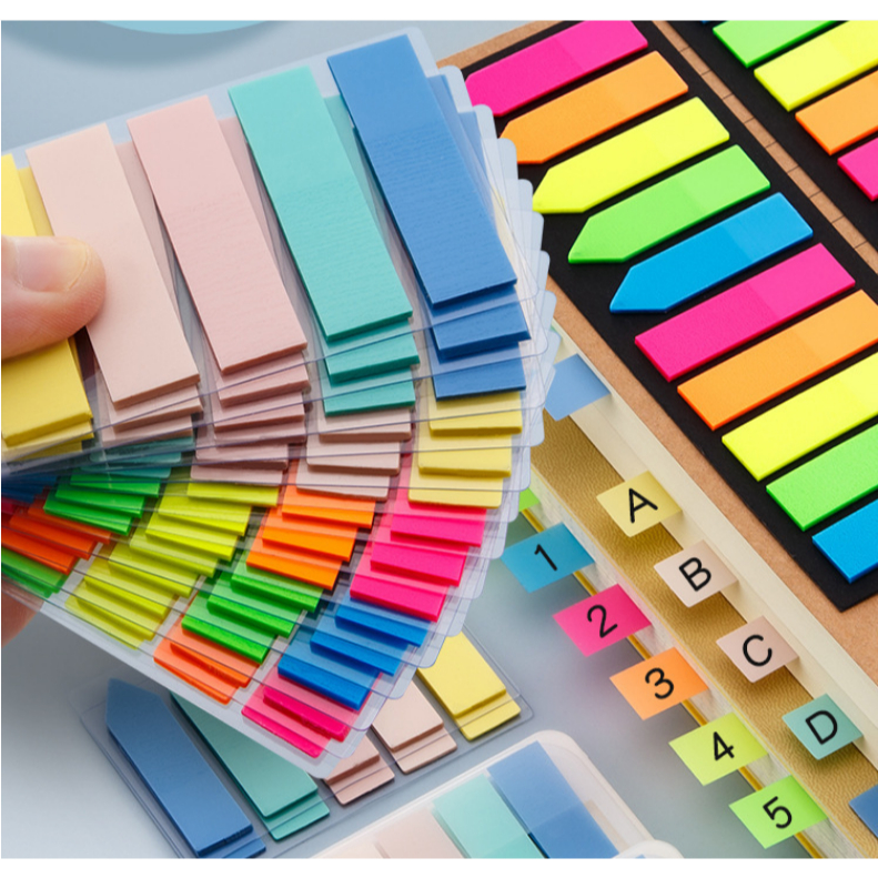 200 piece Page Markers Colored Sticky Tabs Translucent Arrow Flags for ...