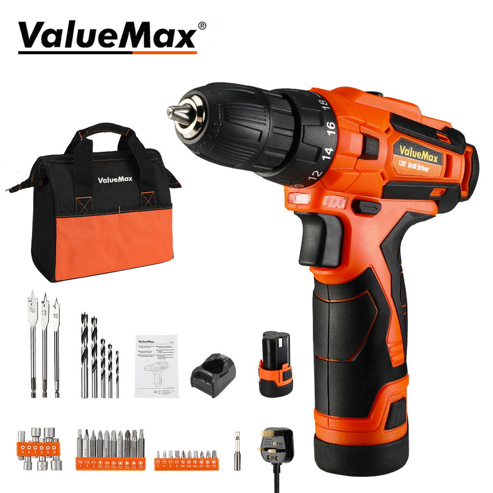 ValueMax Electric Cordless Drill Screw Driver Tools Set Power Tools ...