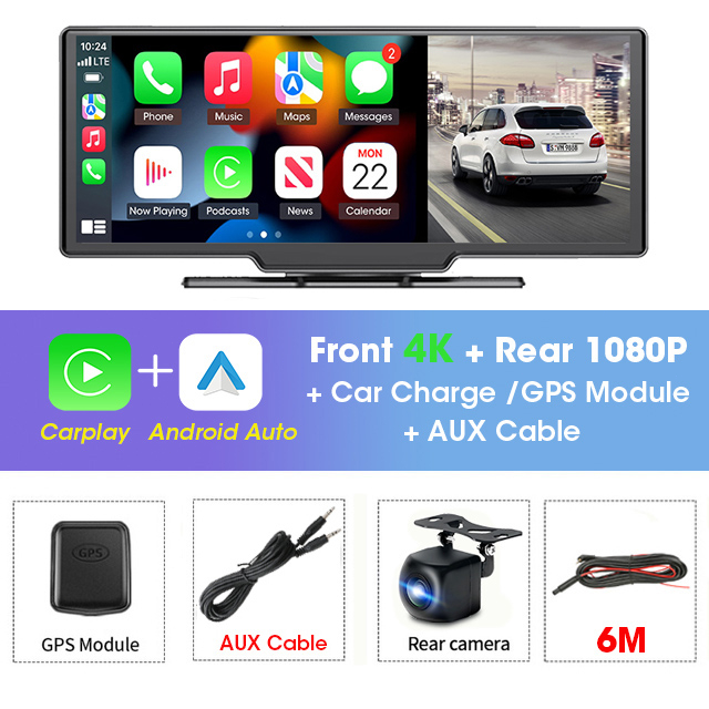 Jansite DVR Dash Cam 4K Android Auto Touch Screen Instrument Panel GPS ...