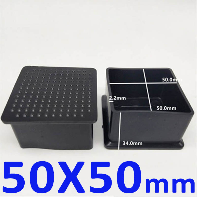 Square Plastic Chair Leg Caps Non-slip Table Foot Black Dust Cover ...