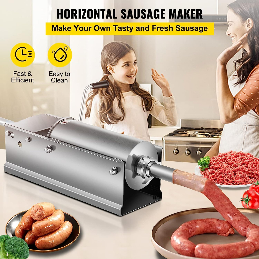 Sausage Stuffer Machine 5L Stainless Steel Sausage Filler Horizontal ...