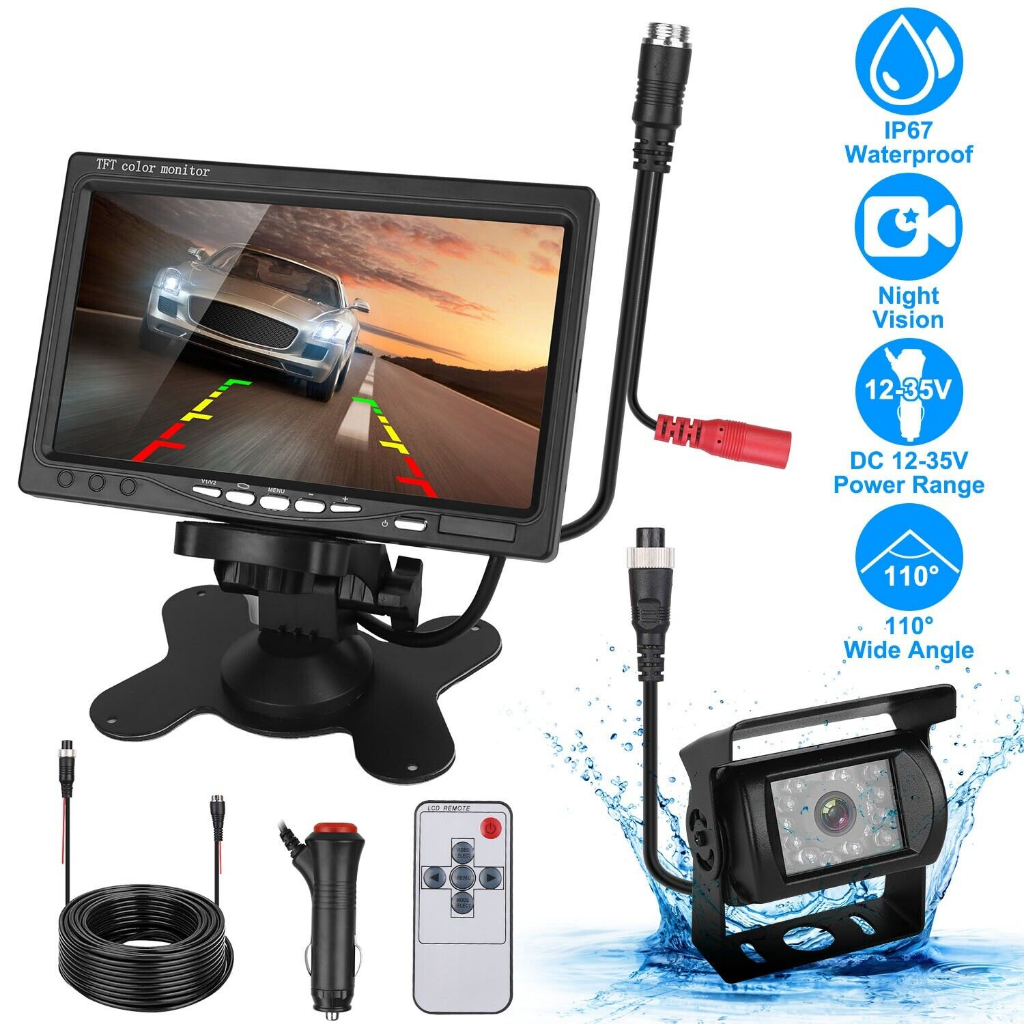 7 Inch Car Rear View Camera Monitor for Truck Parking Display 9-36V HD ...