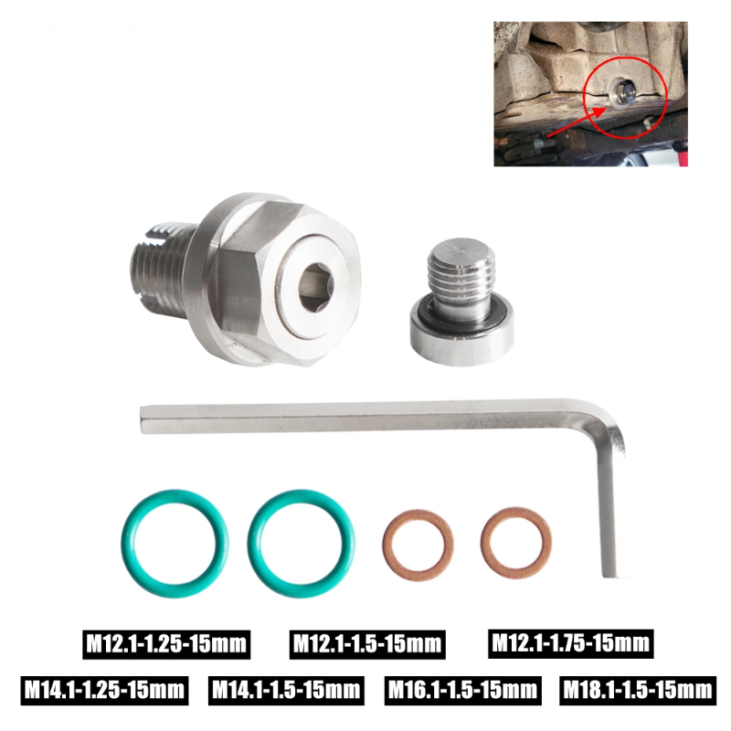 M12.1-1.25/1.5/1.75 M14 M16 M18 X 15mm Oil Drain Plug Oversize Piggyback Stainless Steel Self ...