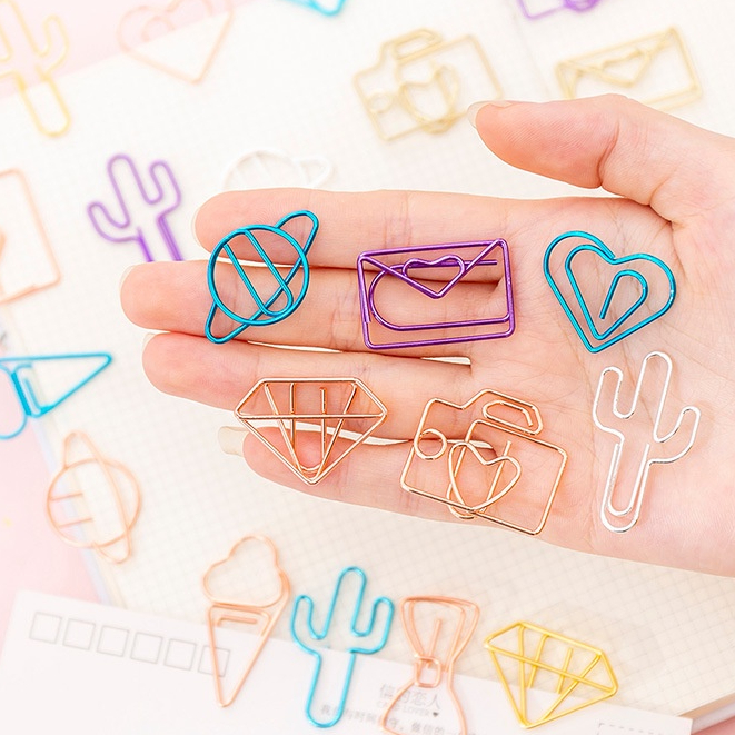 8/10/12 Pcs Cute Metal Paperclip Set Creative Shaped Colorful Paper ...