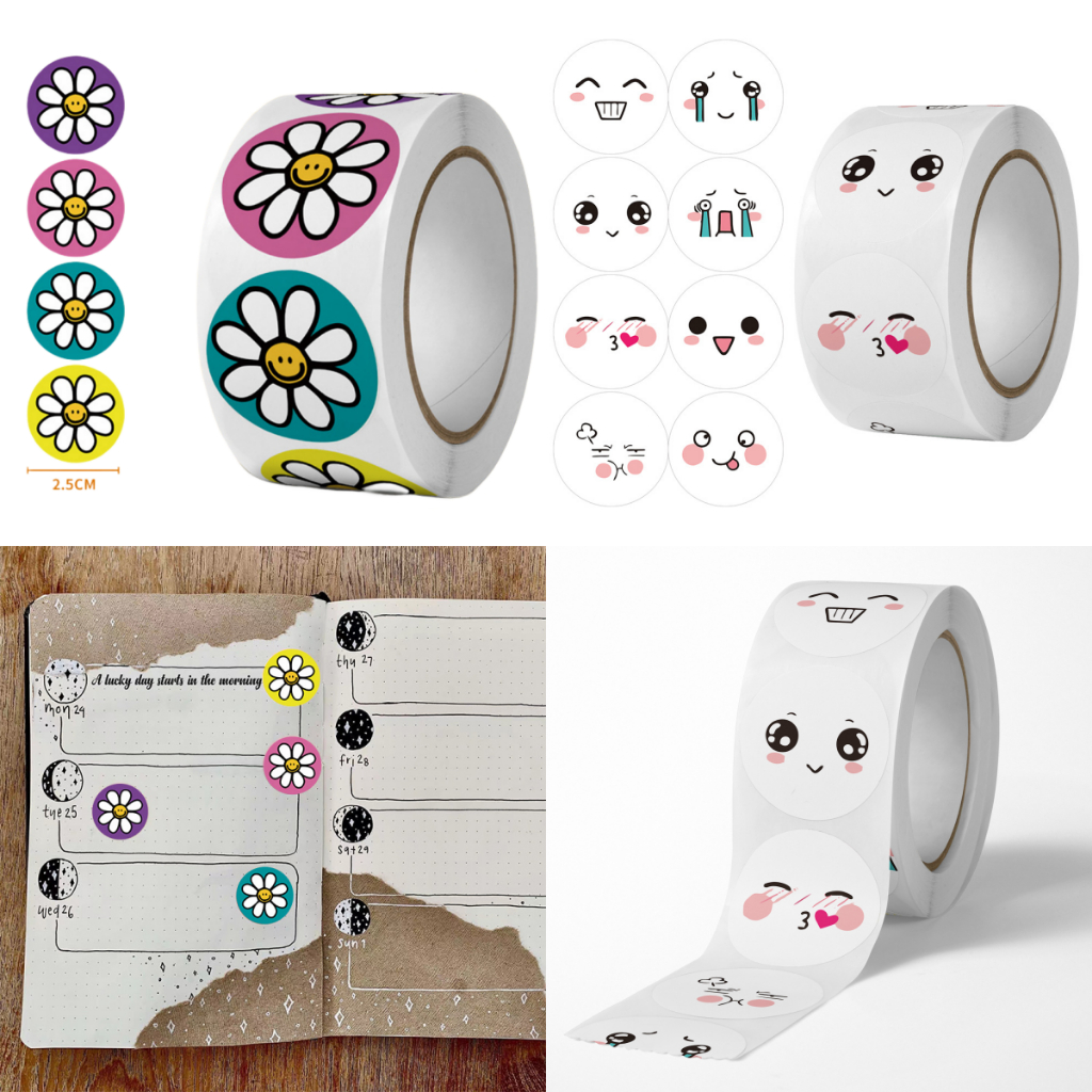 500PCS 1Inch Cute Funny Emoticons Toy Smiley Sticker Teacher Kids Label ...