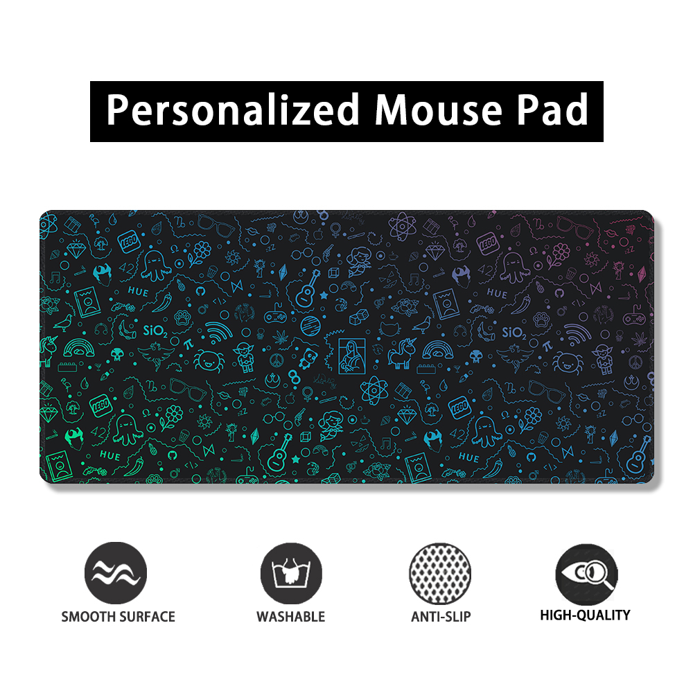 Mouse pad Gradient Doodle Pattern Extended mousepad Waterproof Non-Slip ...
