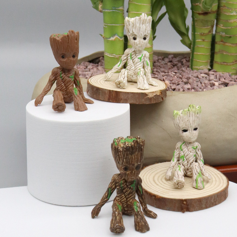 Anime Groot Action Figure Sitting Tree Man Mini Decorate Doll Toys The ...