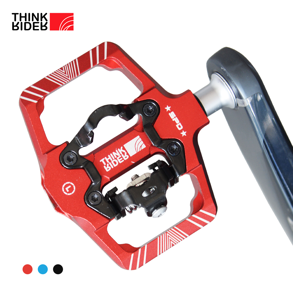 ThinkRider Bicycle Lock Pedal 2 In 1 With Free Cleat For SPD System MTB ...