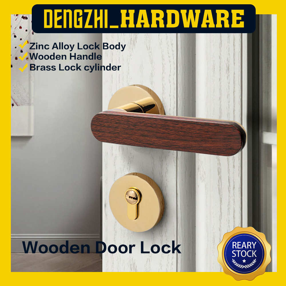 Wooden Door Lock Set Indoor Bedroom Magnetic Silent Split Double Latch ...