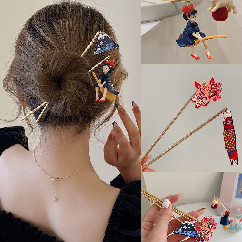 Antique design hairpin female cute simple meatball head plate hair ...