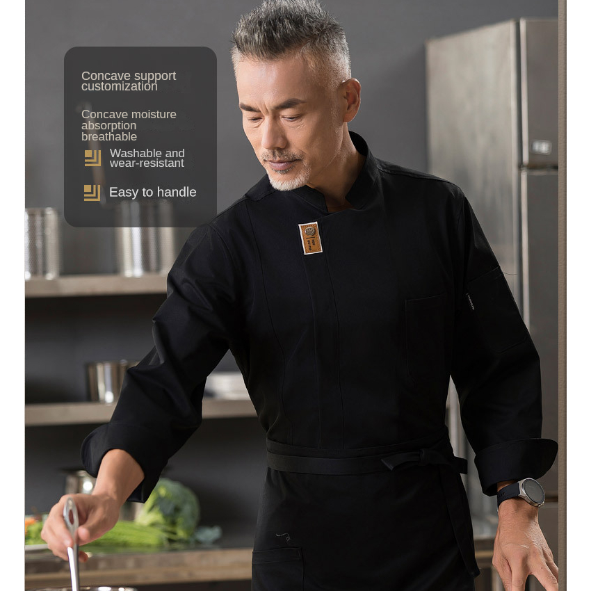 Ready Stock Chef overalls long-sleeved male restaurant chef hotel chef ...