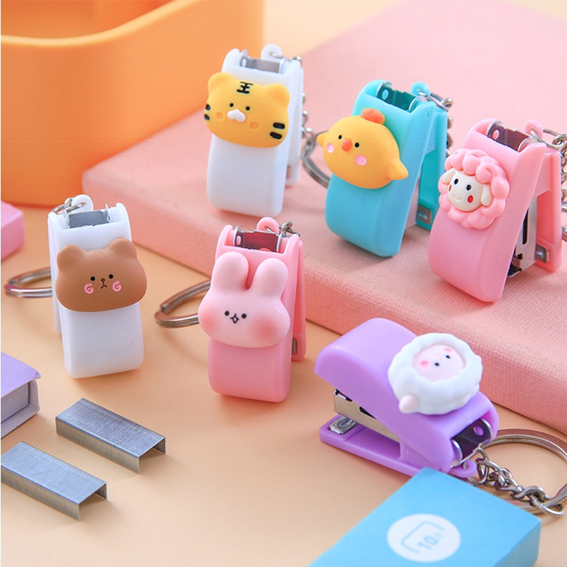 Multi-Function Cute Cartoon Animal Pendant Keychains Mini Stapler ...