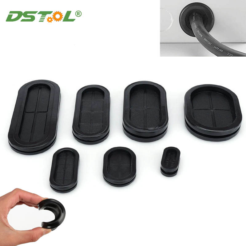 Black Oval Blanking Grommets Rubber Closed Blind Plug Bung Cable Wiring ...