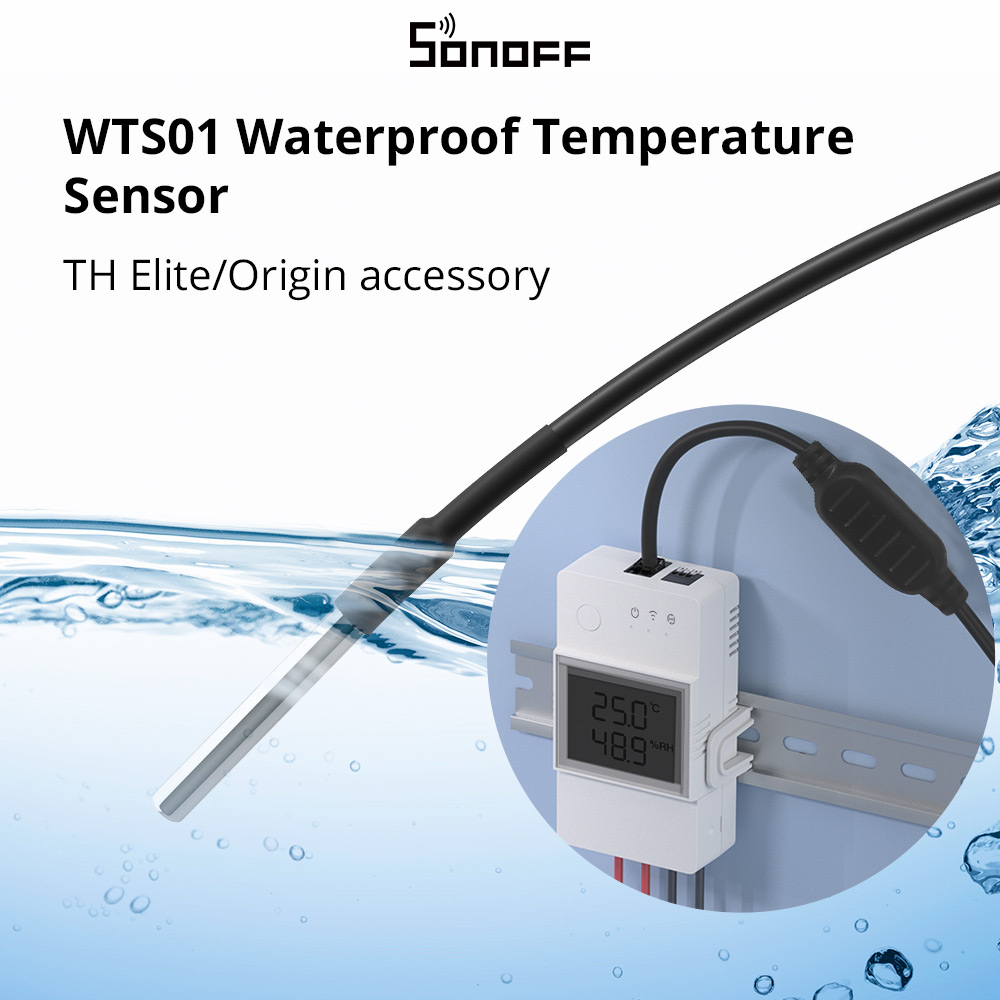 SONOFF WTS01 Waterproof Temp Sensor for TH Series Waterproof Temperature Sensor Measuring ...