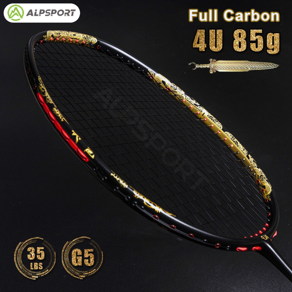 ALP TAJ 4U G5 Max 35Lbs Badminton Racket White/Pink/Cyan Golden Sword ...