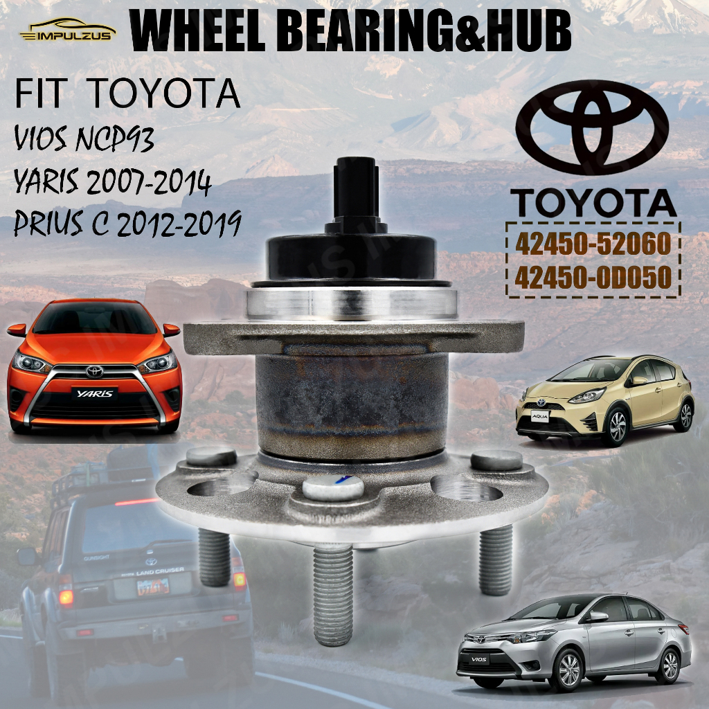TOYOTA REAR WHEEL BEARING HUB 42450-52060 TOYOTA VIOS NCP93 YARIS AQUA ...
