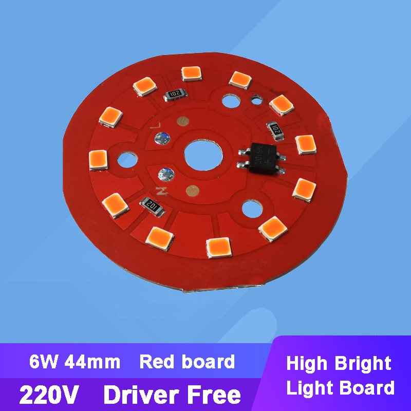 2pcs AC 220V Red Driver-free 2835 SMD Led Chip Lamp Light Board Round ...
