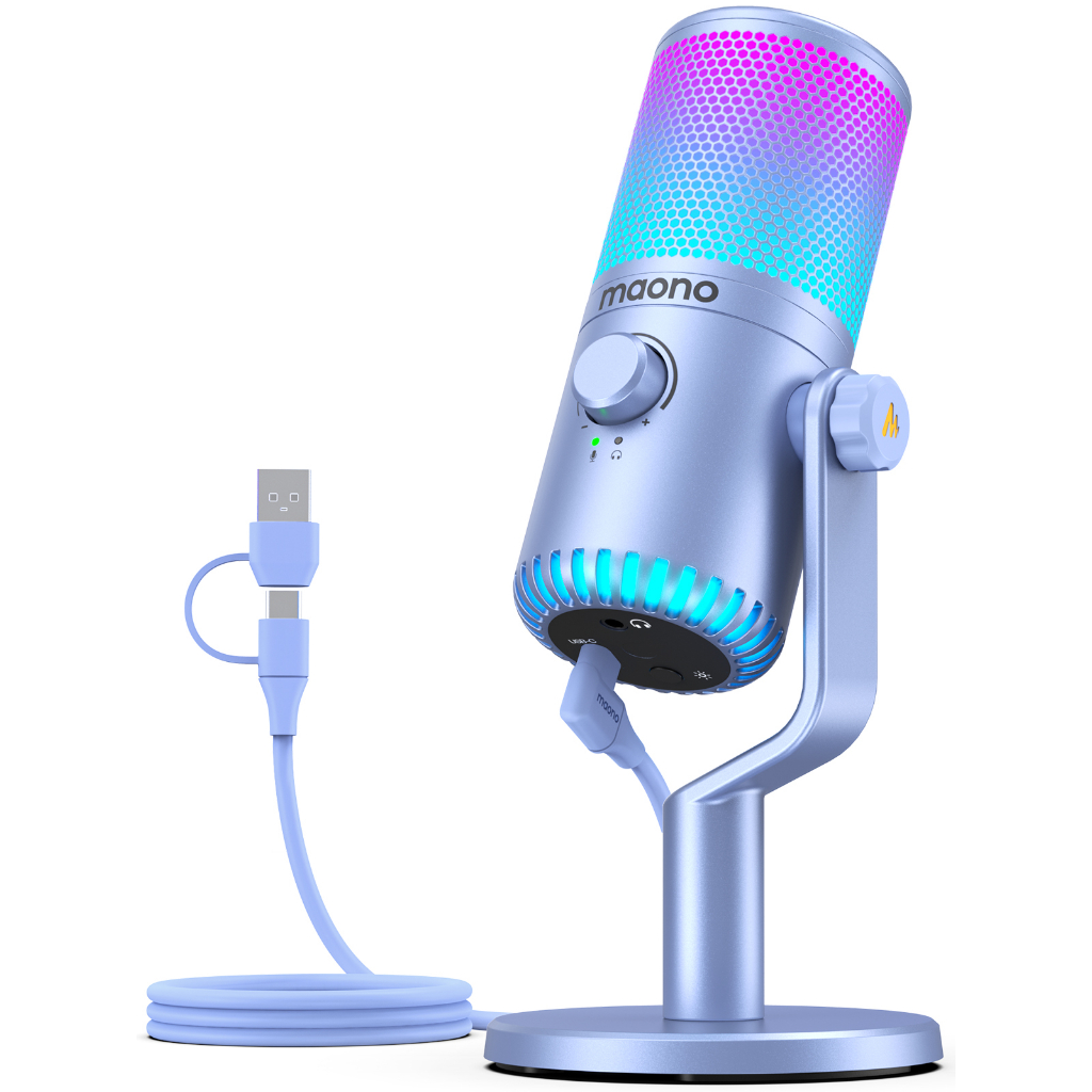 Maono DM30 RGB Gaming Microphone USB Mic with Mic Gain and RGB Lighting ...