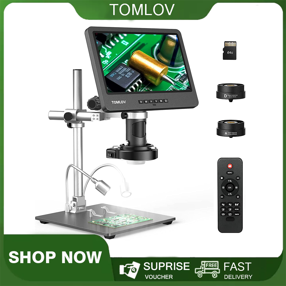 TOMLOV DM602 Pro 2K HDMI Digital Microscope with 3 Lens, 2000X Zoom 10. ...