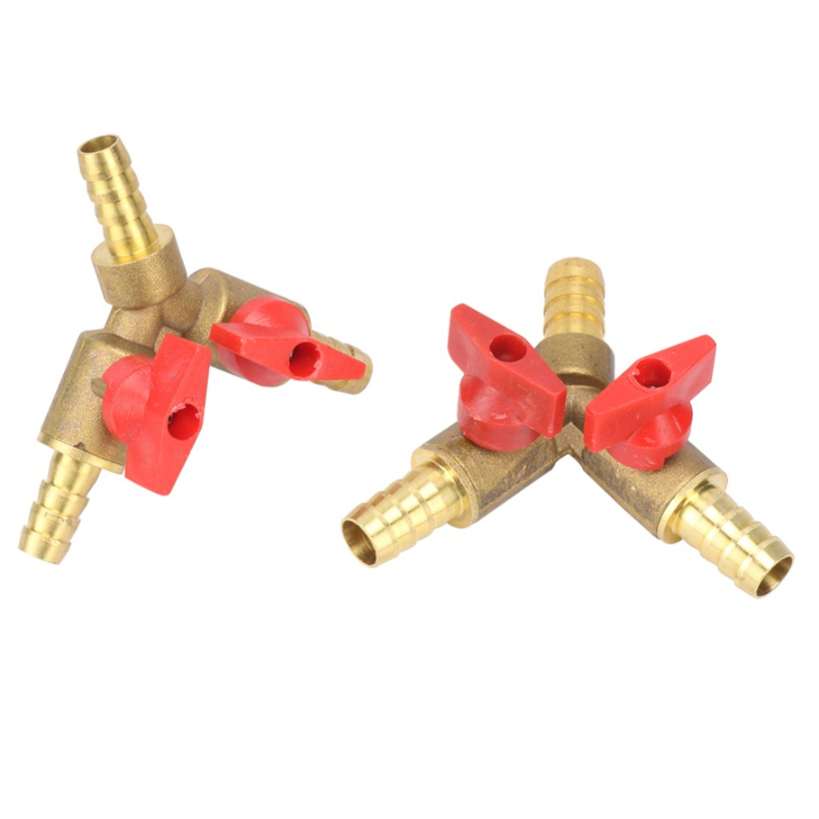 1 Pc 8mm 10mm Barbed Connection Y Shape Brass Valve 3 Way Irrigation ...
