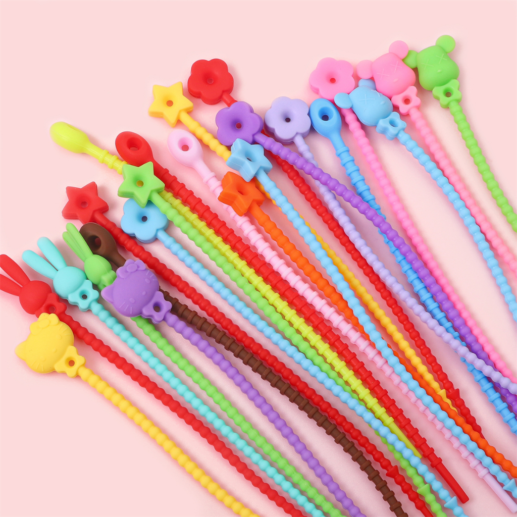 [21cm] Solid Color Silicone Key Ring Tie Keychain Random Mixed Color ...