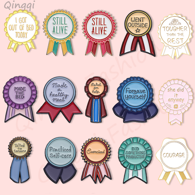 Colorful Quotes Medal Enamel Pin Brooch Be Brave Award Brooches Lapel ...