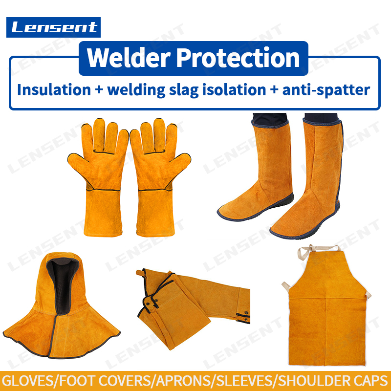 Lensent Cowhide Full Leather Welder Gloves Heat Insulation Foot Covers ...