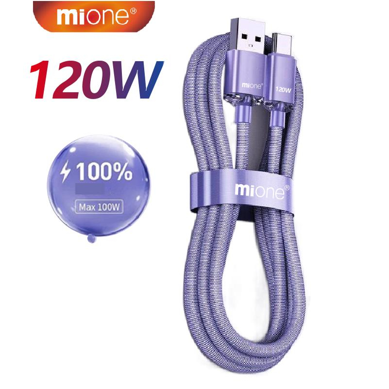 Mione 120W Super Fast Charging Cable 6A USB Type C Cable Data Wire USB ...