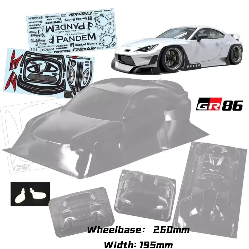 1/10 PC RC shell body Toyota GR86 wide body 195mm width lampshade ...