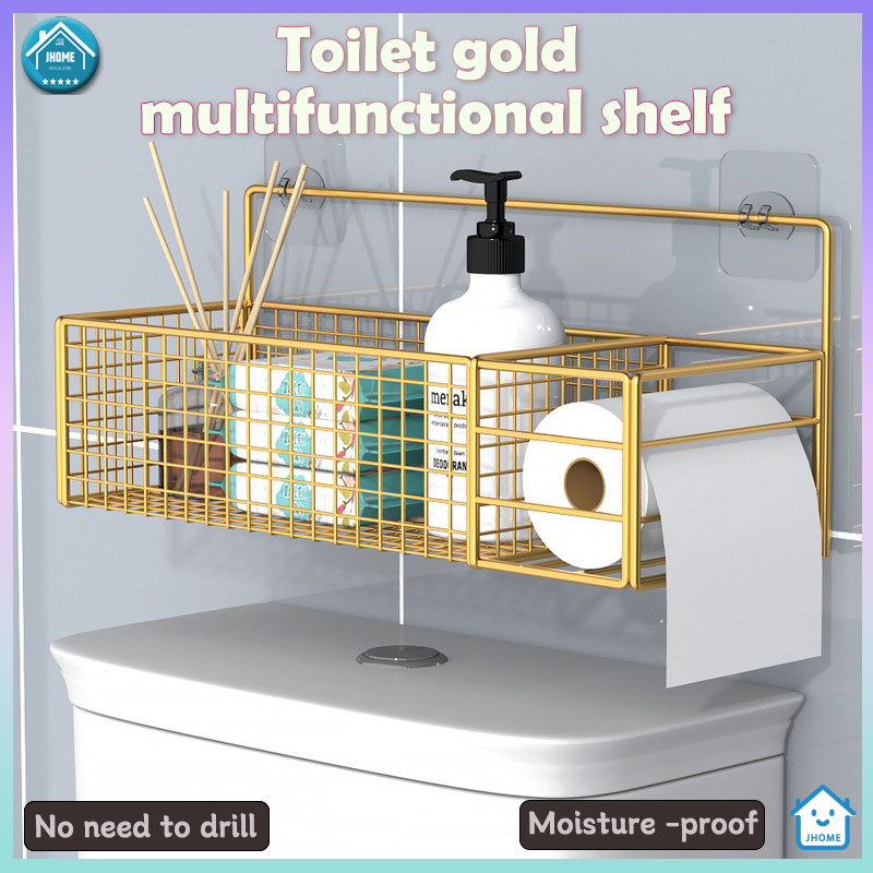 Golden multi -function storage rack bathroom toilet shelf waterproof ...