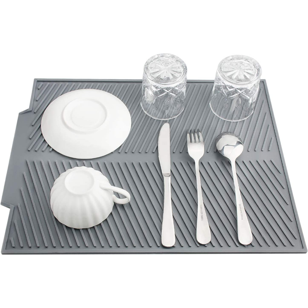 51 x 41cm Silicone Dish Drying Mat with Drain Lip, Dish Drainer Mat for ...