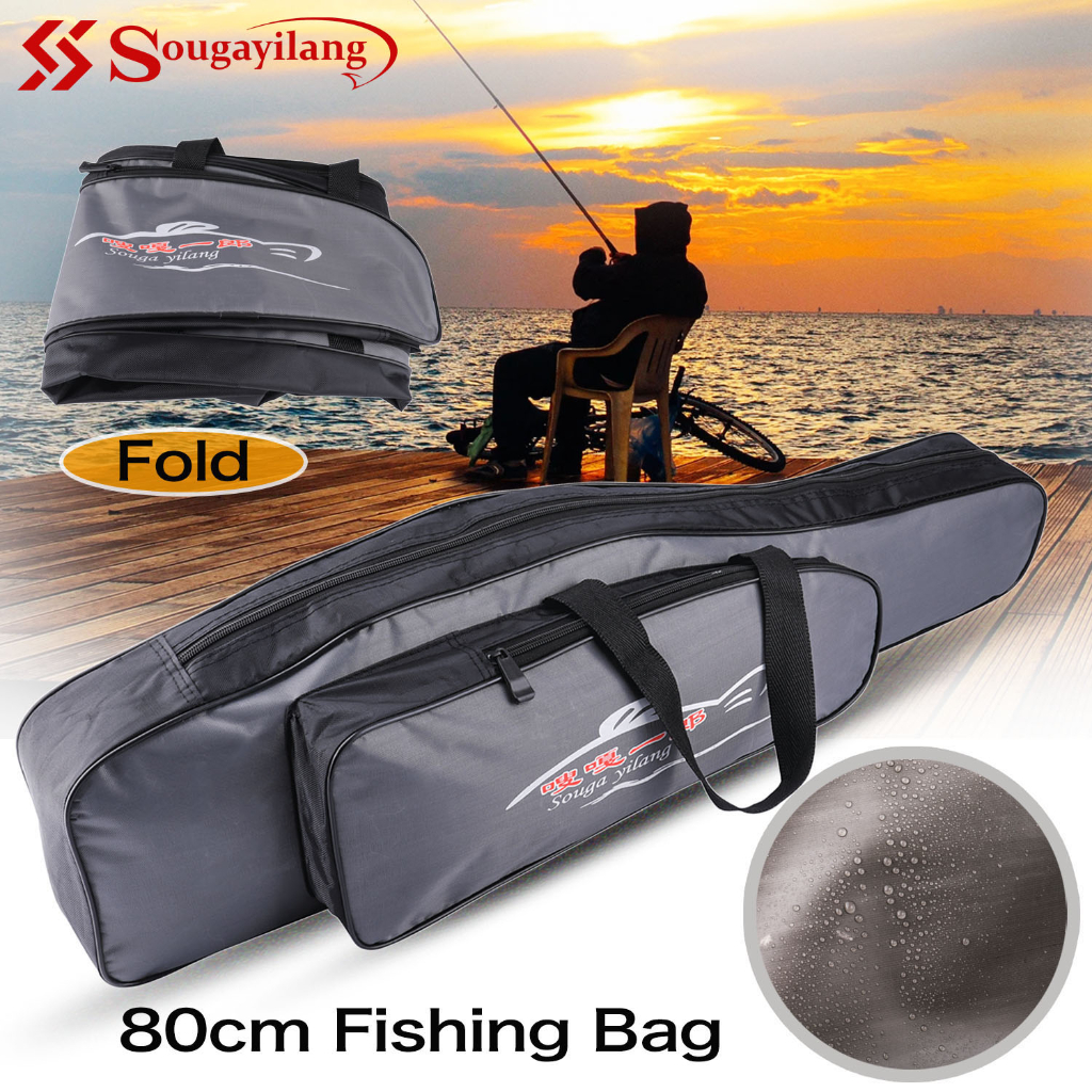 (COD)Sougayilang 80cm Square Fishing Bag Black Foldable Fishing Rod Bag ...