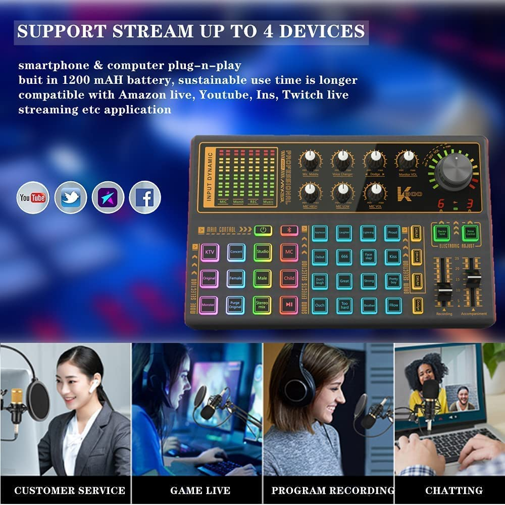 SK300 Bluetooth Live Sound Card Live Broadcast External Sound Card K ...