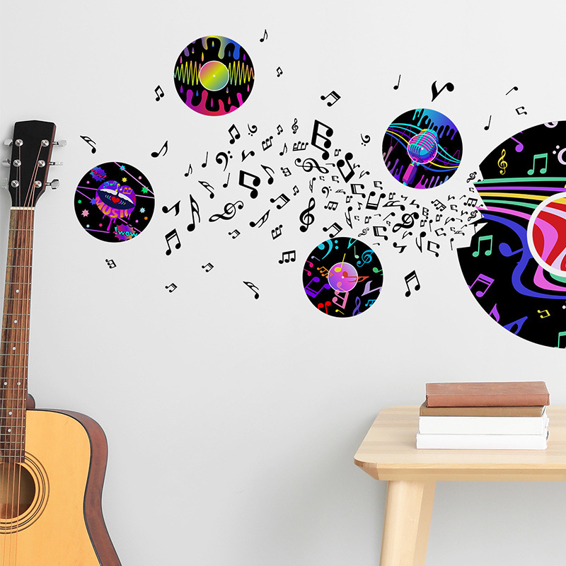 2PC/SET Wall Sticker, Personality Music Record Notes Classroom ...