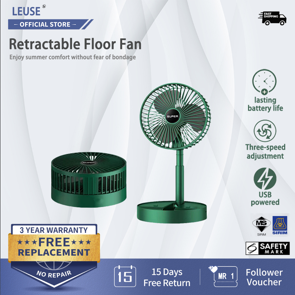 LEUSE Portable Mini Fan Retractable 3-speed Small Folding Fan ...