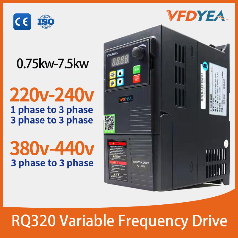 0.75/1.5/2.2/3kw 220v single phase to three phase VFD/VSD 415v frequency inverter for motor ...
