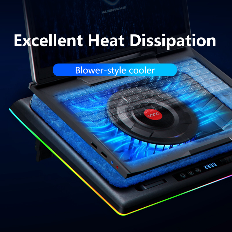 Llano V12 Powerful Turbo-Fan (2800 RPM) RGB Laptop Cooler with ...