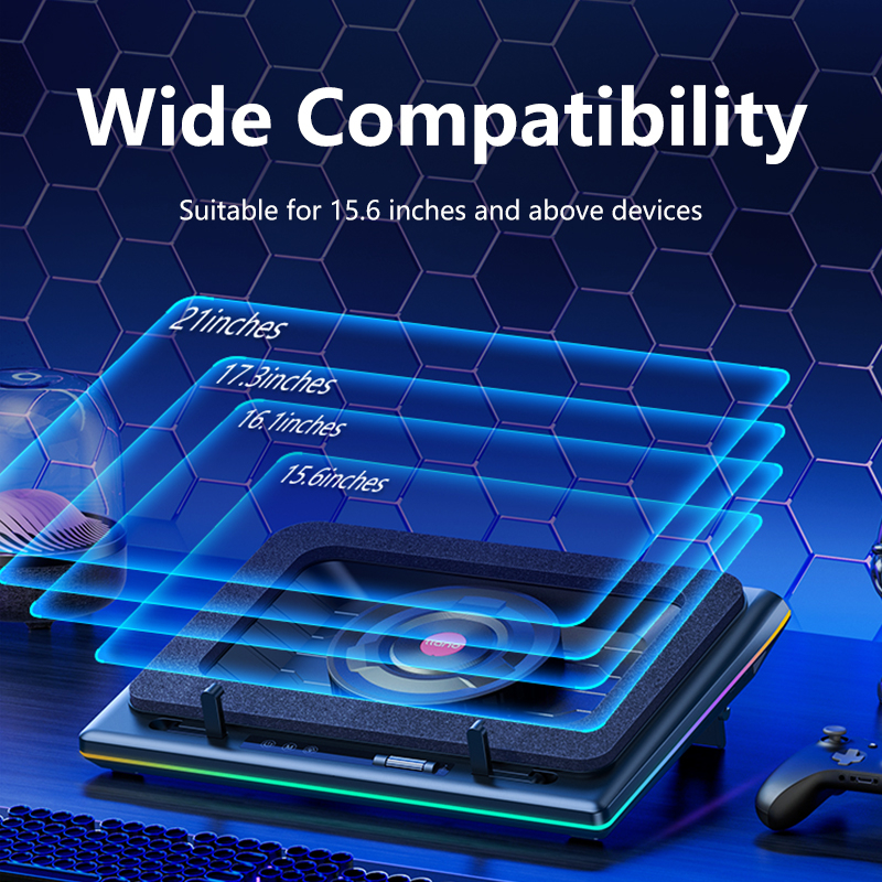 Llano V12 Powerful Turbo-Fan (2800 RPM) RGB Laptop Cooler with ...
