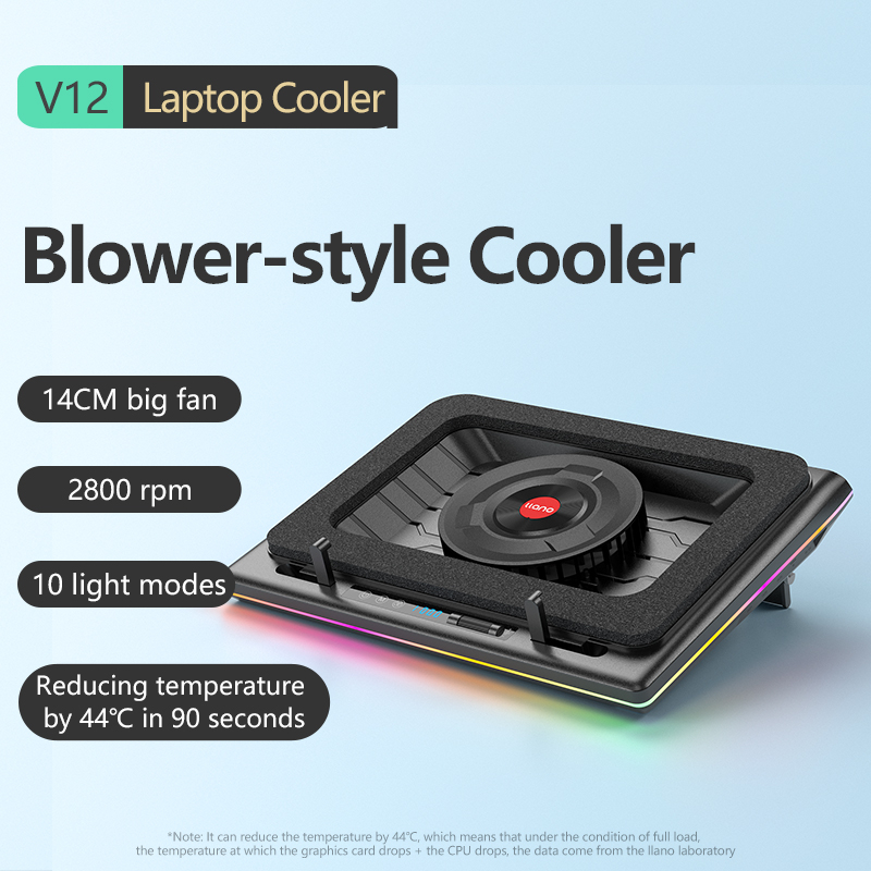Llano V12 Powerful Turbo-Fan (2800 RPM) RGB Laptop Cooler with ...