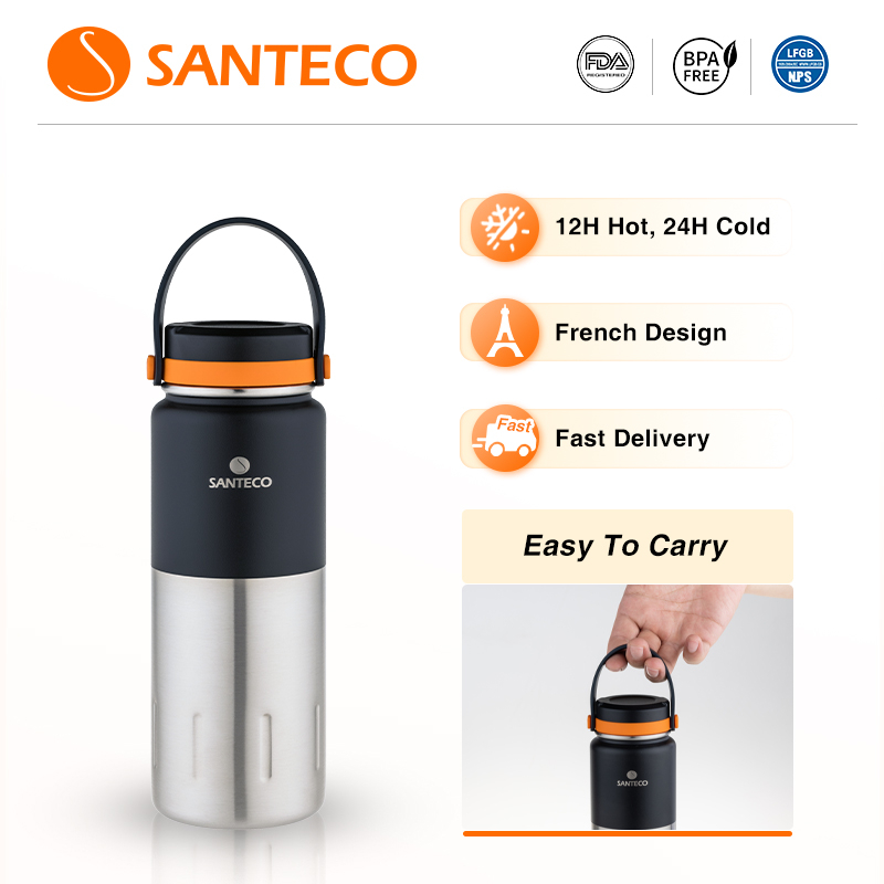 Santeco Flask KOYA 13oz/17oz Tumbler Water Bottle, Vacuum Insulated, Stainless Steel, Keep Hot ...